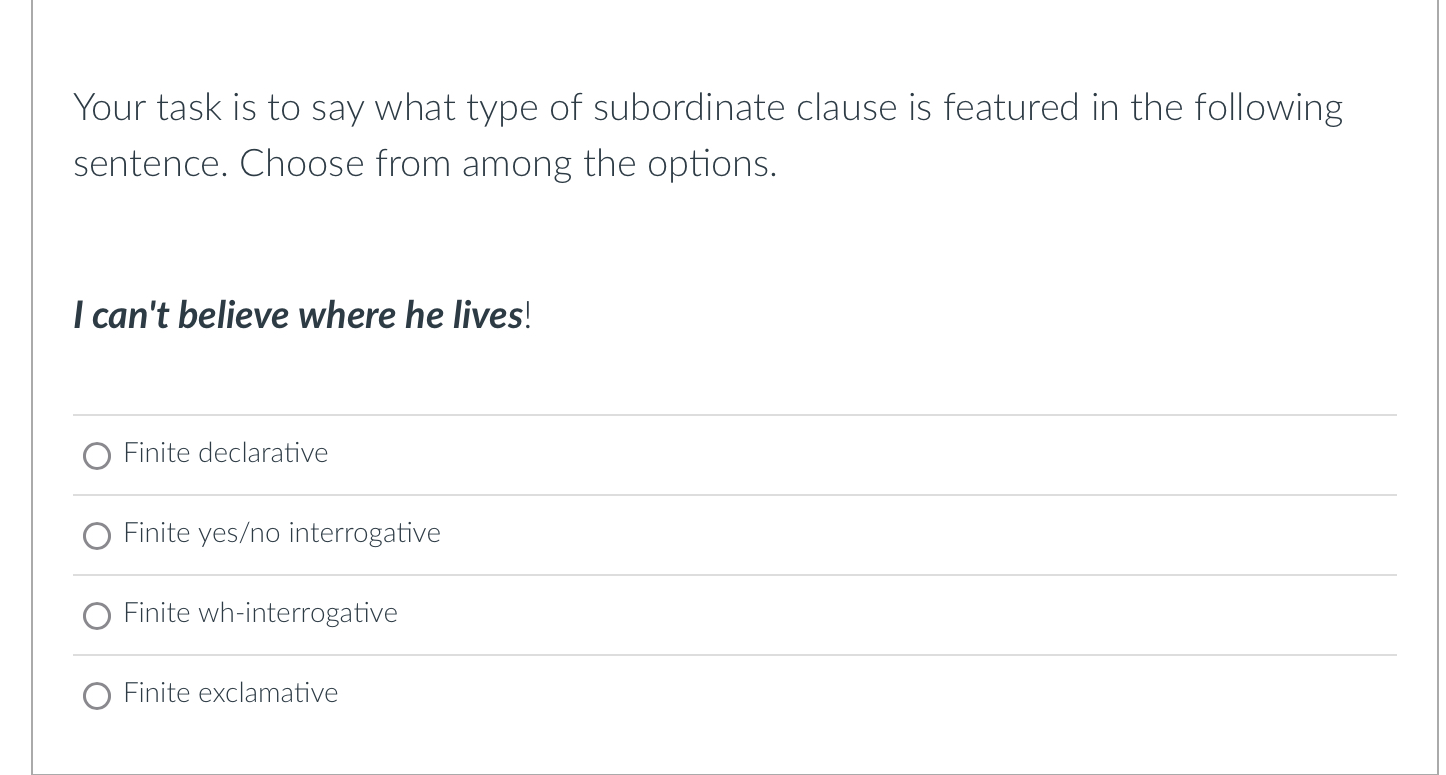 Solved Your task is to say what type of subordinate clause | Chegg.com
