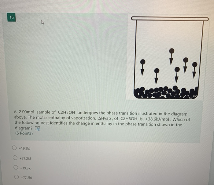 Solved 16 A 2.00mol sample of C2H5OH undergoes the phase | Chegg.com Solved 16 A 2.00mol sample of C2H5OH undergoes the phase | Chegg.com