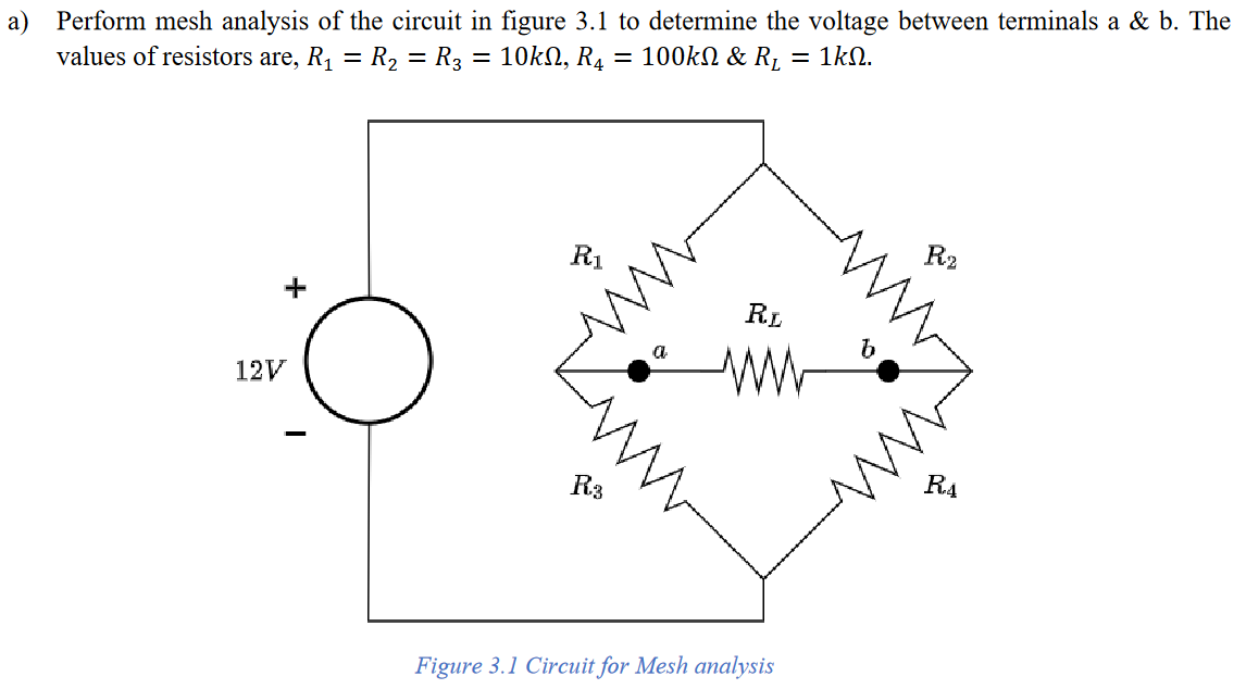 Solved a) ﻿Perform mesh analysis of the circuit in figure | Chegg.com