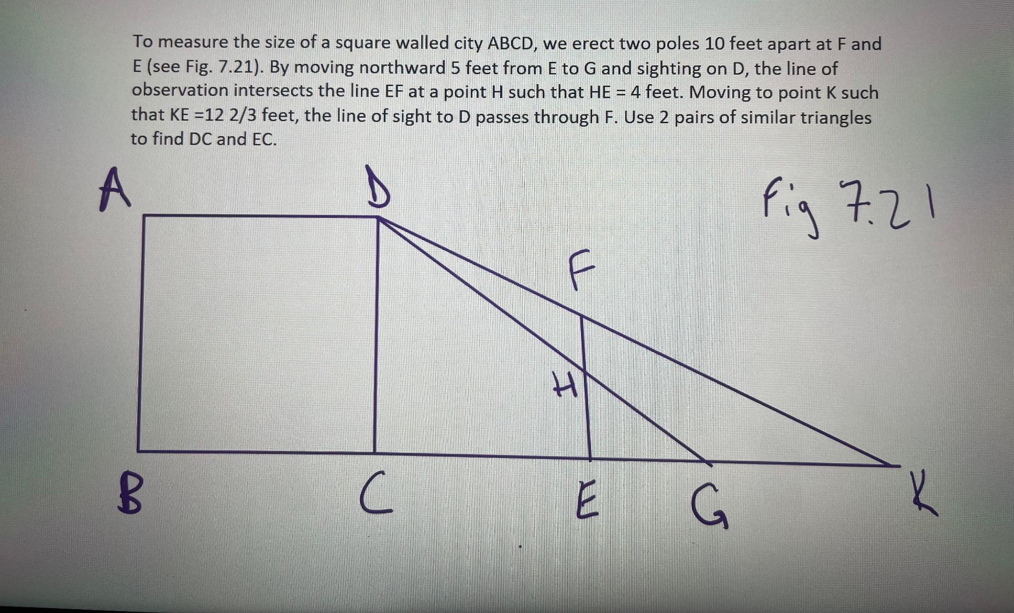 To measure the size of a square walled city ABCD, we | Chegg.com