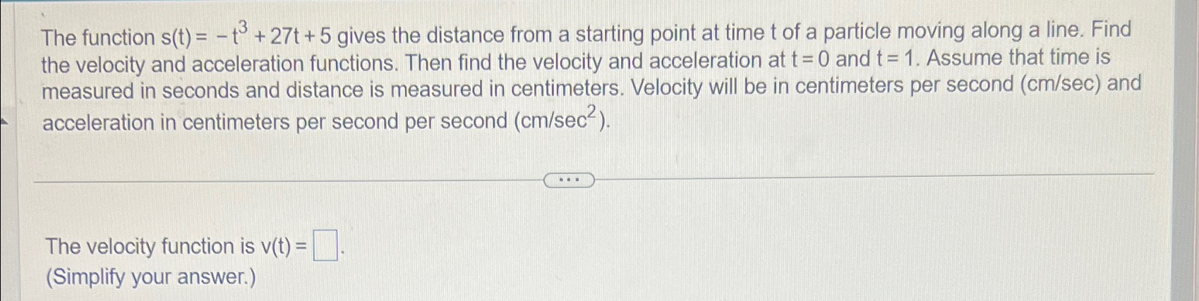 Solved The function s(t)=-t3+27t+5 ﻿gives the distance from | Chegg.com