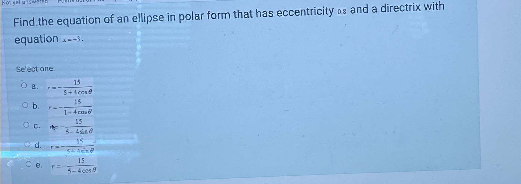Find the equation of an ellipse in polar form that | Chegg.com
