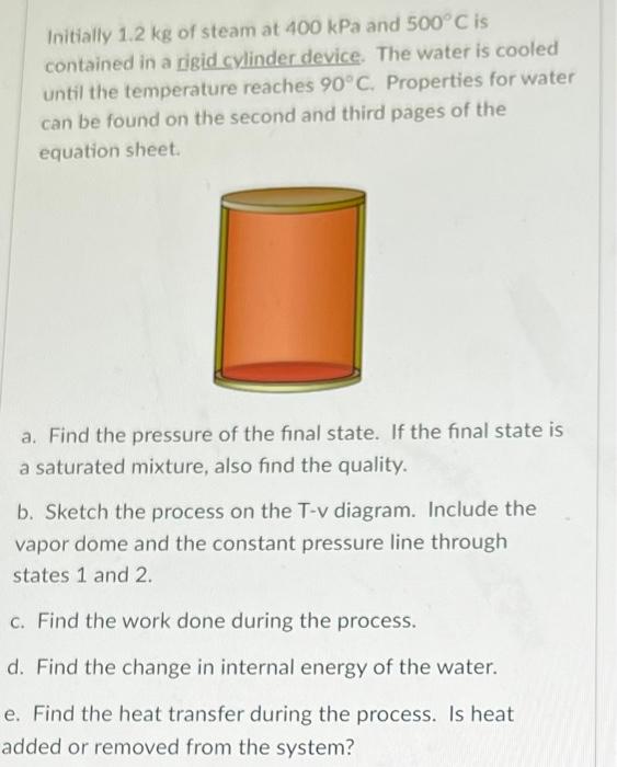 Solved Initially 1.2 kg of steam at 400kPa and 500∘C is | Chegg.com
