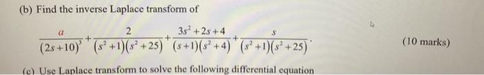 Solved (b) Find the inverse Laplace transform of 2 3s² +2s+4 | Chegg.com