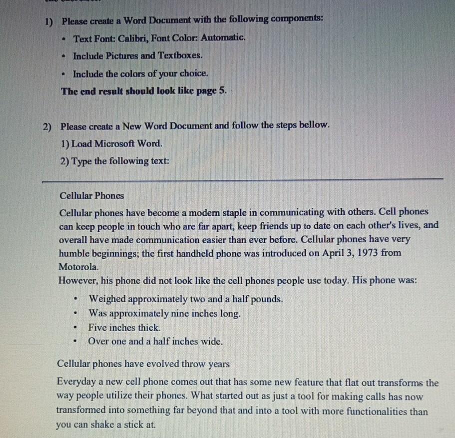 1) Please create a Word Document with the following | Chegg.com