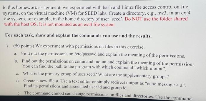 Solved In this homework assignment, we experiment with bash | Chegg.com