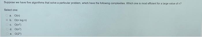 Suppose we have five algorithms that solve a | Chegg.com
