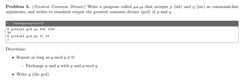 Solved Problem 5 Greatest Common Divisor Write A Program 1143