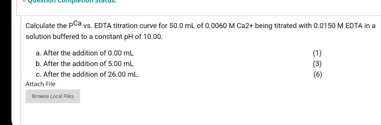 Calculate the PCa vs. EDTA titration curve for 50.0 | Chegg.com