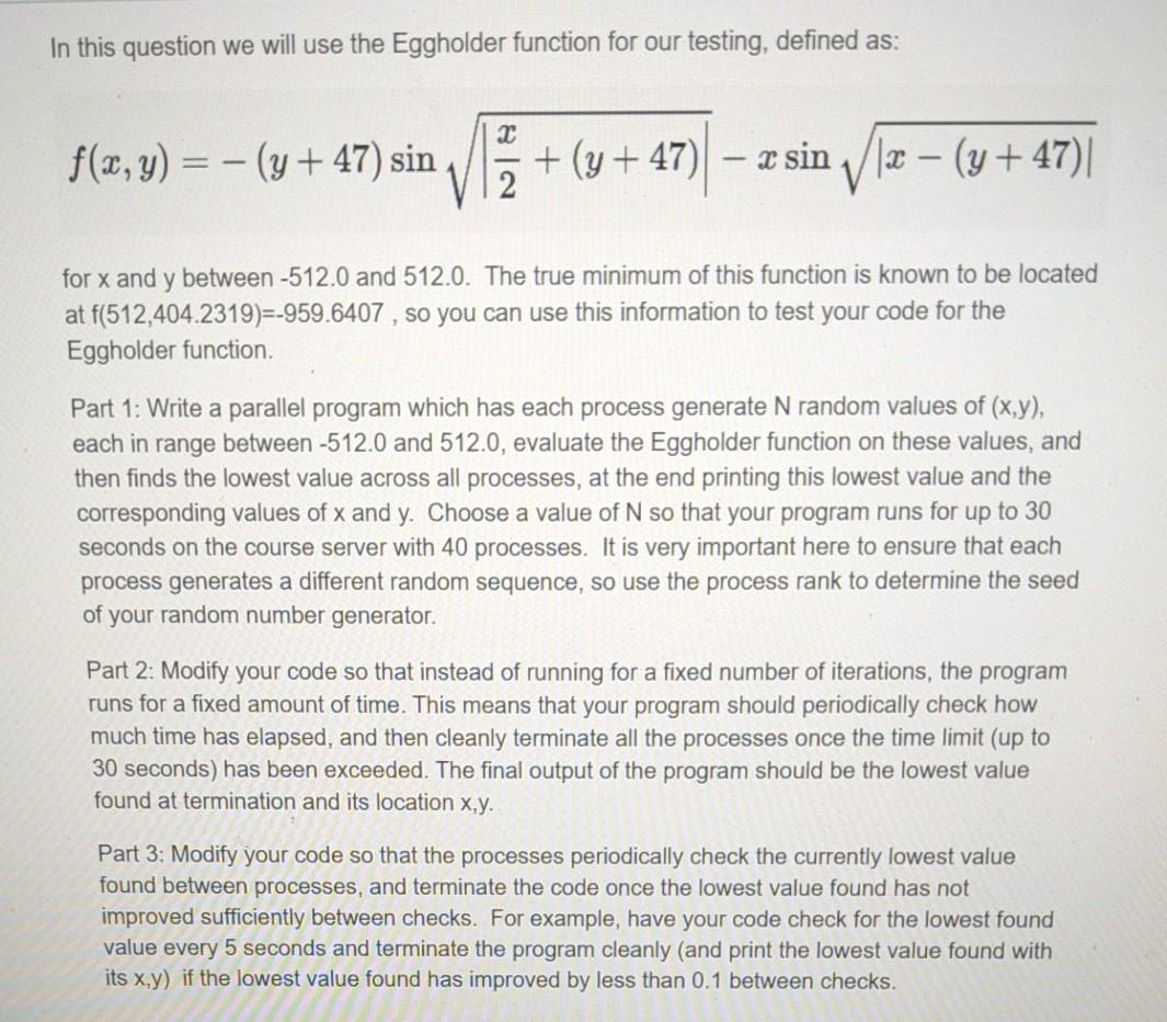 In this question we will use the Eggholder function | Chegg.com