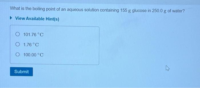 Solved What is the boiling point of an aqueous solution | Chegg.com