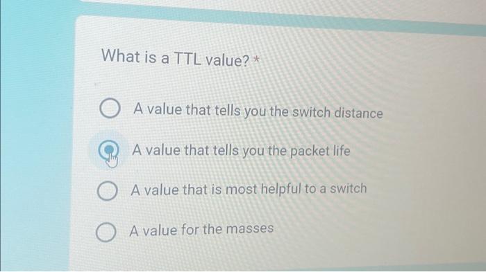 Solved What is a TTL value? * A value that tells you the | Chegg.com