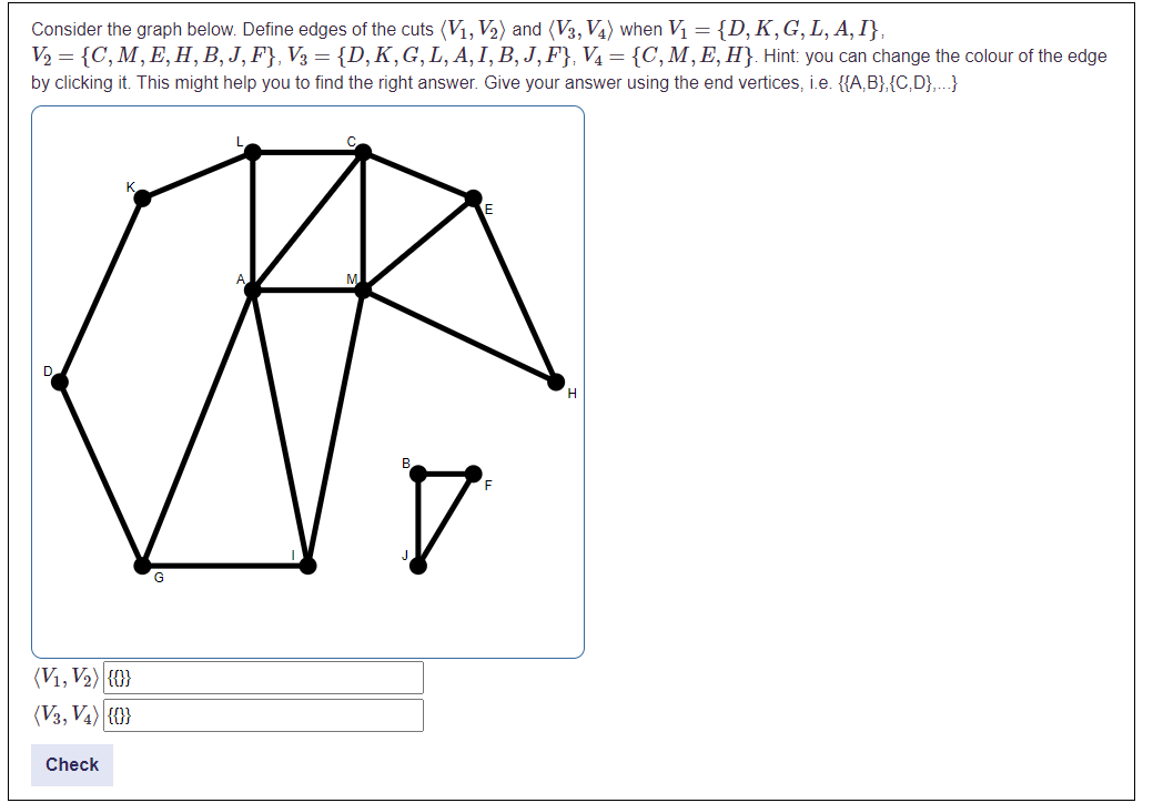 Solved Consider the graph below. Define edges of the cuts | Chegg.com