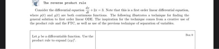 The reverse product rule Consider the differential | Chegg.com