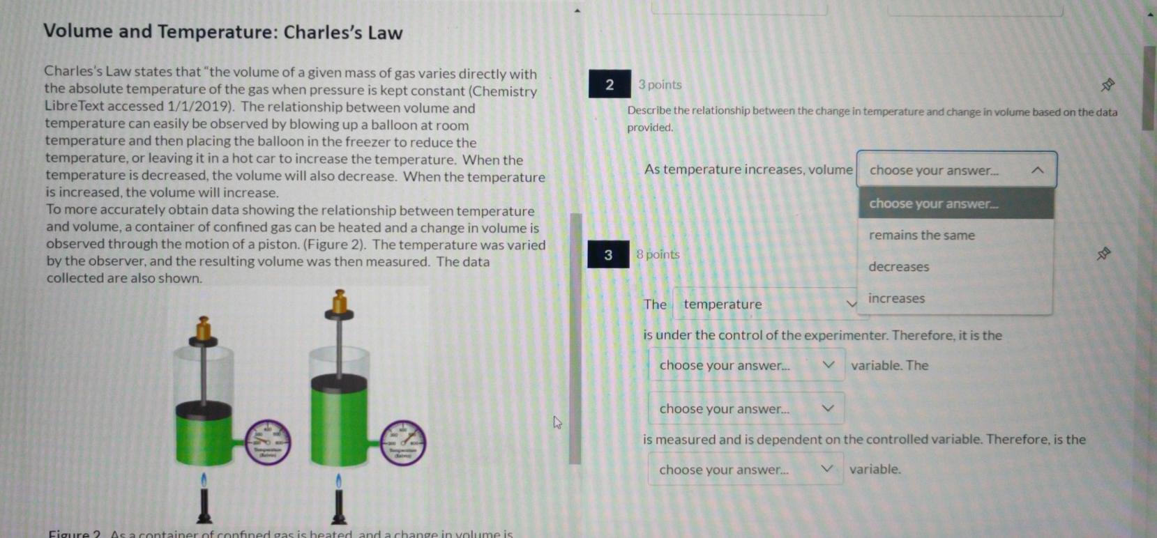 Solved Volume and Temperature: Charles's Law 2 3 points | Chegg.com