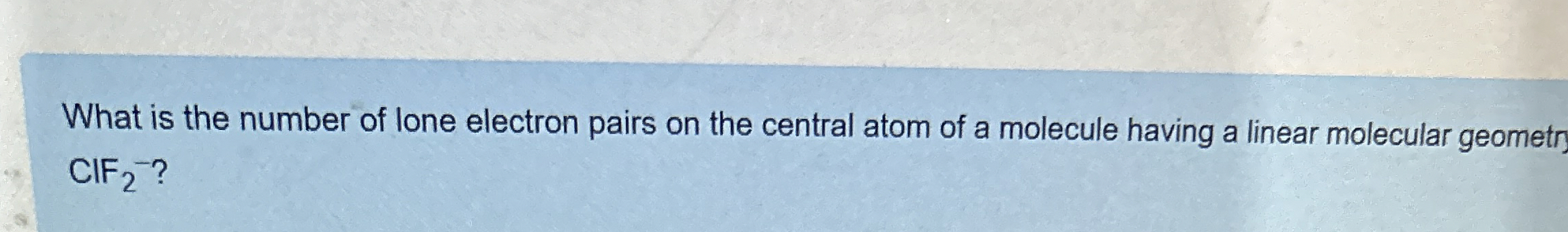 Solved What is the number of lone electron pairs on the | Chegg.com