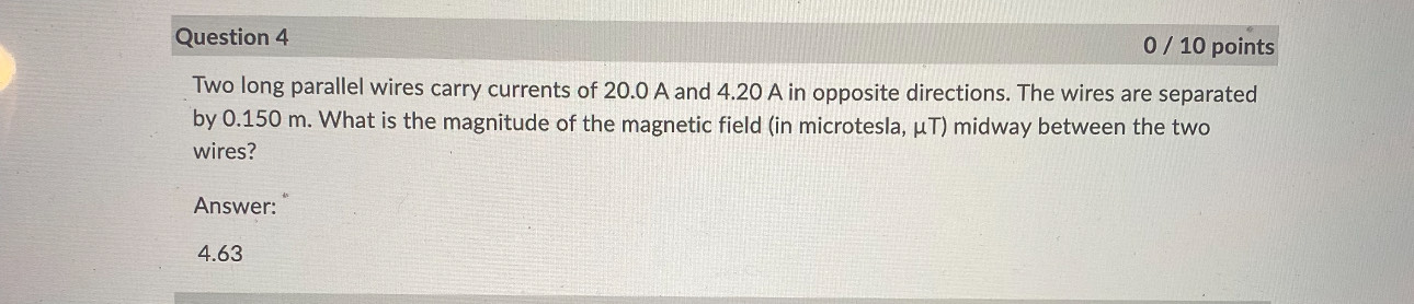 Solved Question 4Two long parallel wires carry currents of | Chegg.com