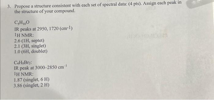 Solved 3. Propose a structure consistent with each set of | Chegg.com