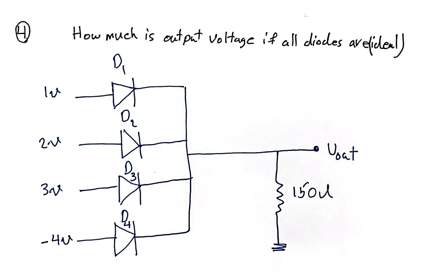Solved (4) ﻿How much is output voltage if all diodes | Chegg.com