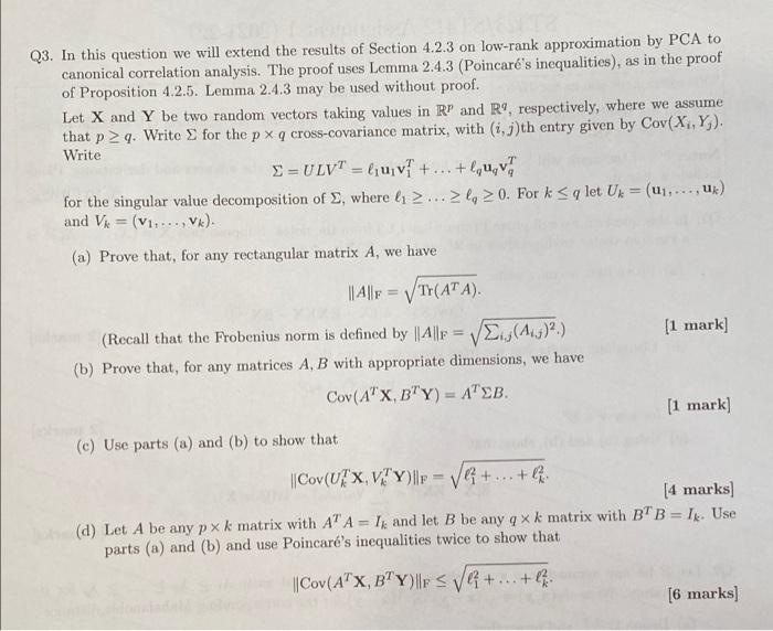 Solved Q3. In this question we will extend the results of | Chegg.com