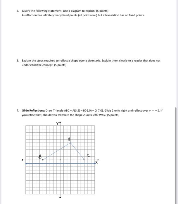 Solved 1. Reflections: Reflect Triangle ABC over the line: x | Chegg.com