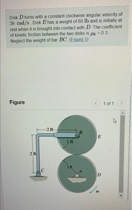 Solved Disk D turns with a constant clockwise angular | Chegg.com