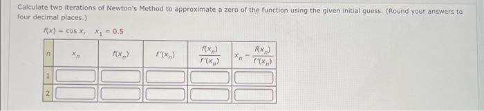 Solved Calculate two iterations of Newton's Method to | Chegg.com