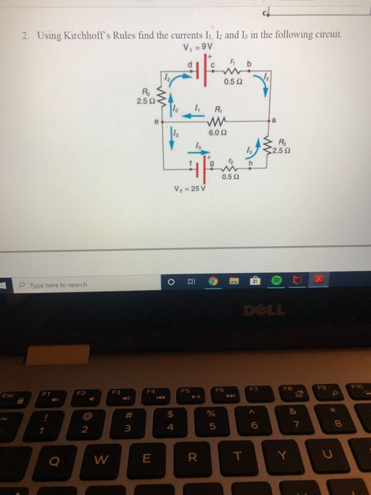 Solved 2. Using Kirchhoff's Rules find the currents I1, I2 | Chegg.com