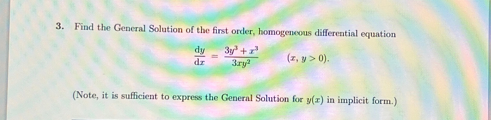 Solved Find the General Solution of the first order, | Chegg.com