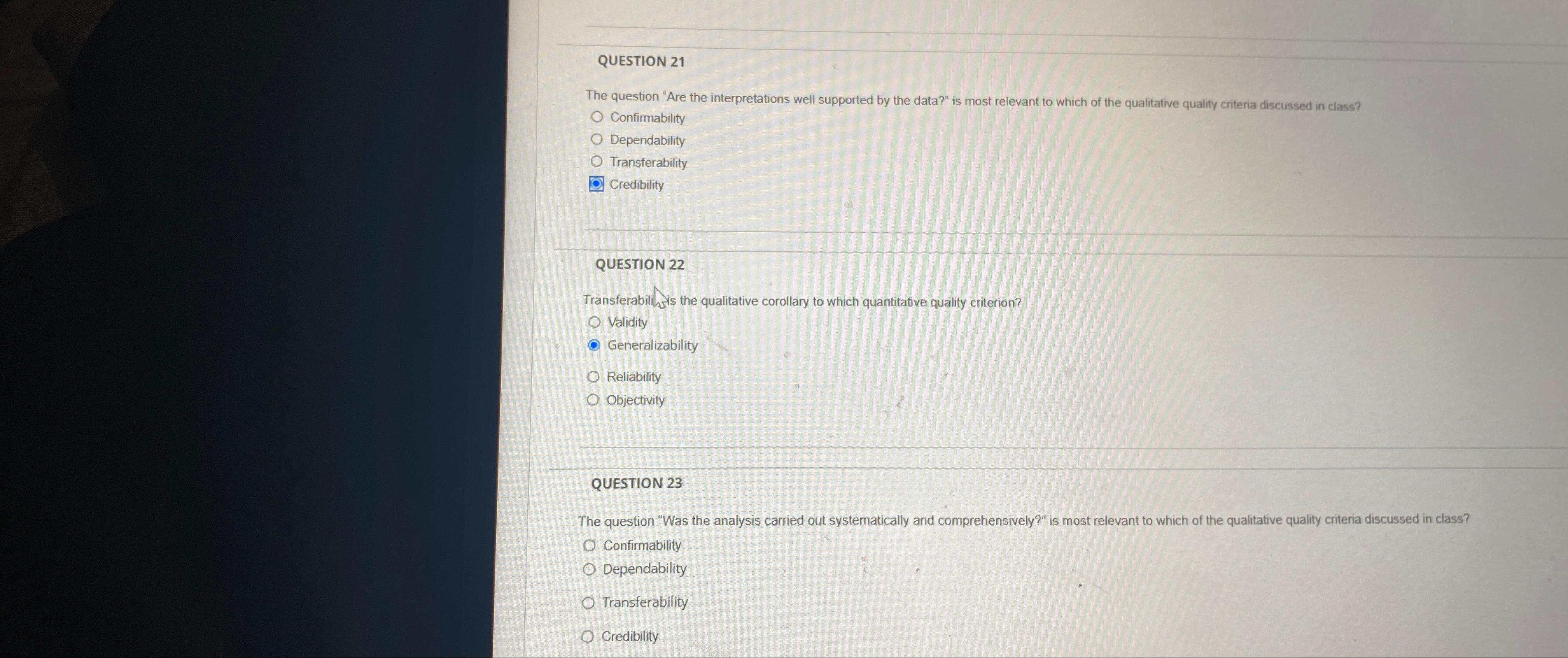 Solved QUESTION 21The question "Are the interpretations well | Chegg.com