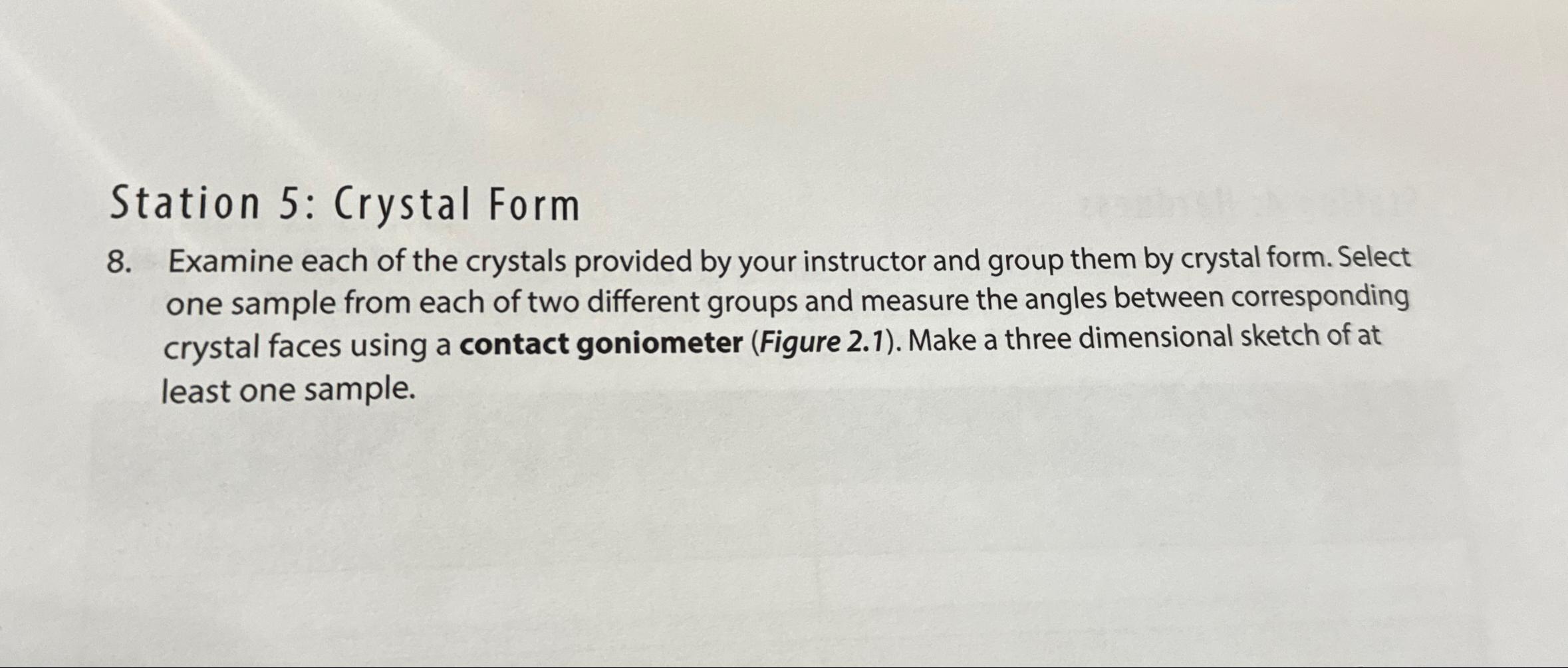 8. ﻿Examine each of the crystals provided by your | Chegg.com