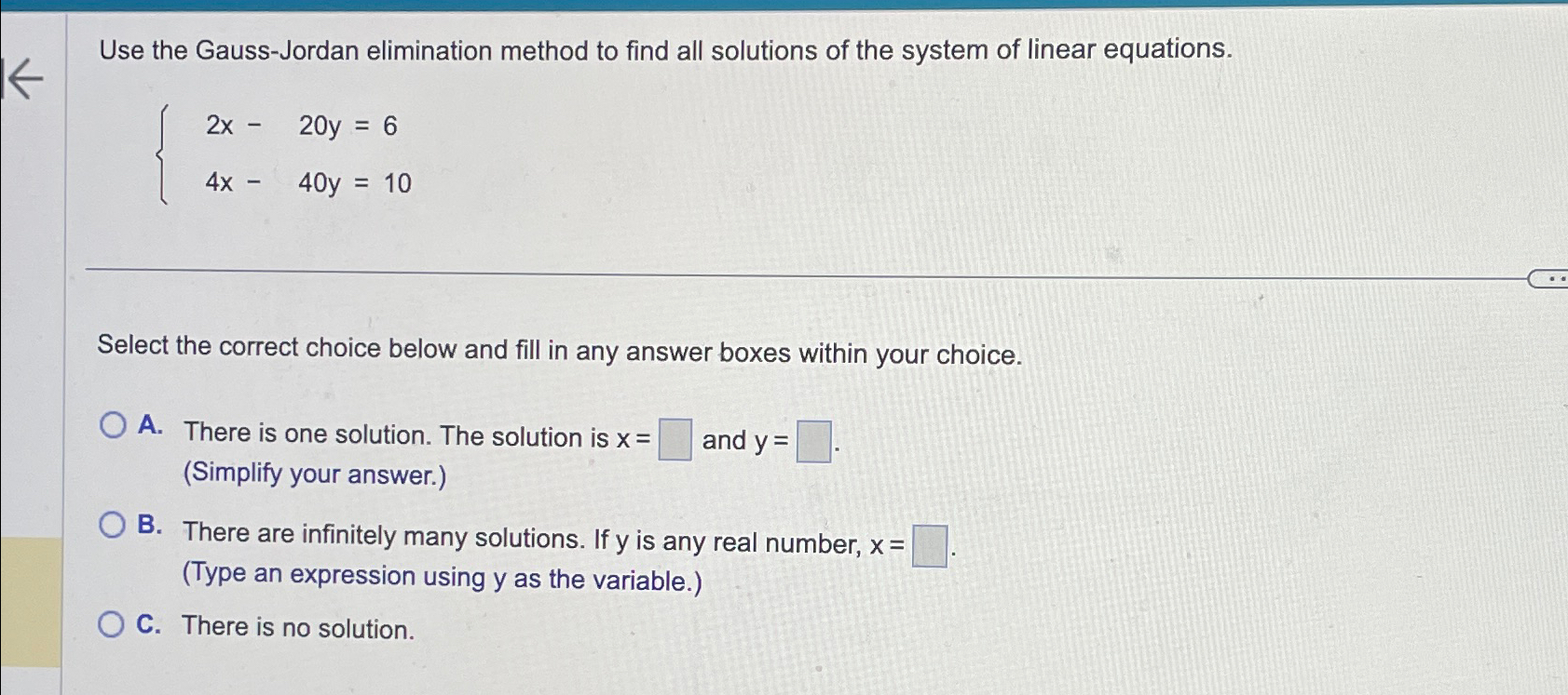 Solved Use the Gauss-Jordan elimination method to find all | Chegg.com