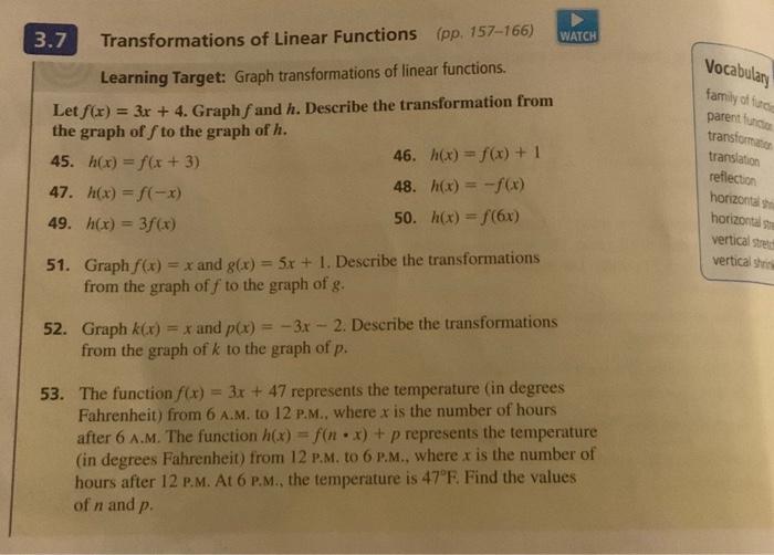 Solved Learning Target: Graph transformations of linear | Chegg.com