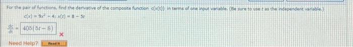 Solved For the pair of functions, find the derivative of the | Chegg.com