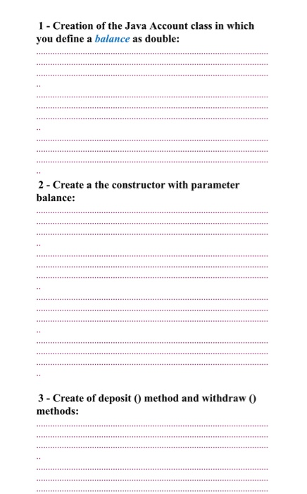Solved 1 Creation Of The Java Account Class In Which You