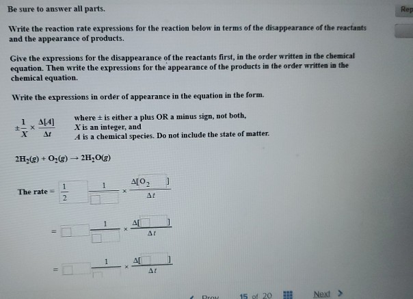 Solved Rep Be sure to answer all parts. Write the reaction | Chegg.com