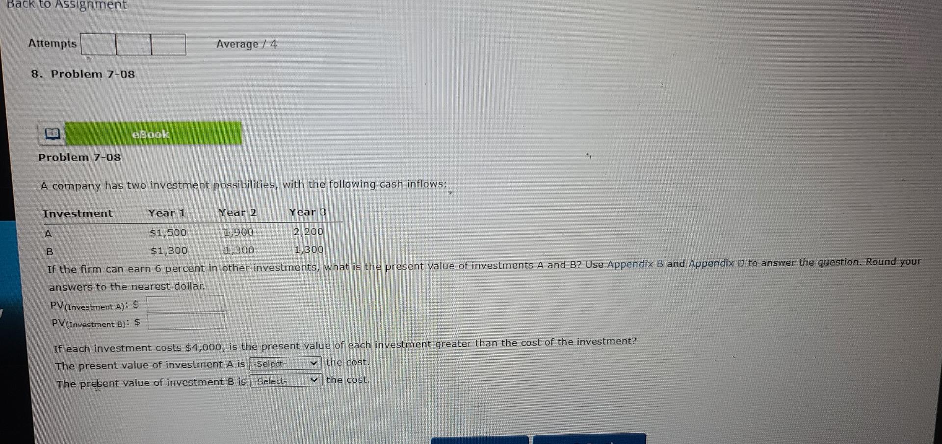 Solved Back to Assignment Attempts Average / 4 8. Problem | Chegg.com