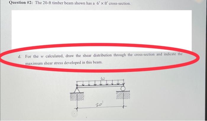 Question \#2: The 20- ft timber beam shown has a | Chegg.com