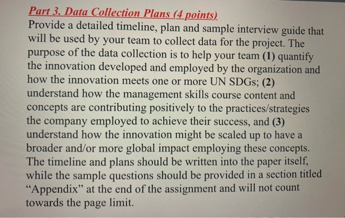 Part 3. Data Collection Plans (4 points) Provide a | Chegg.com