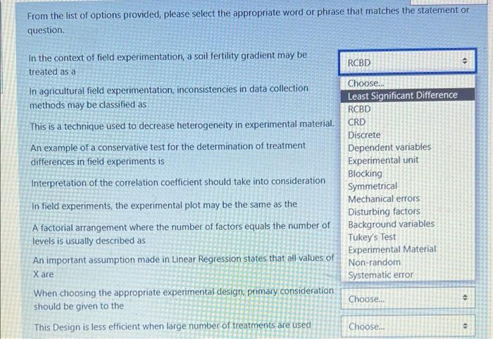 Solved From the list of options provided, please select the | Chegg.com
