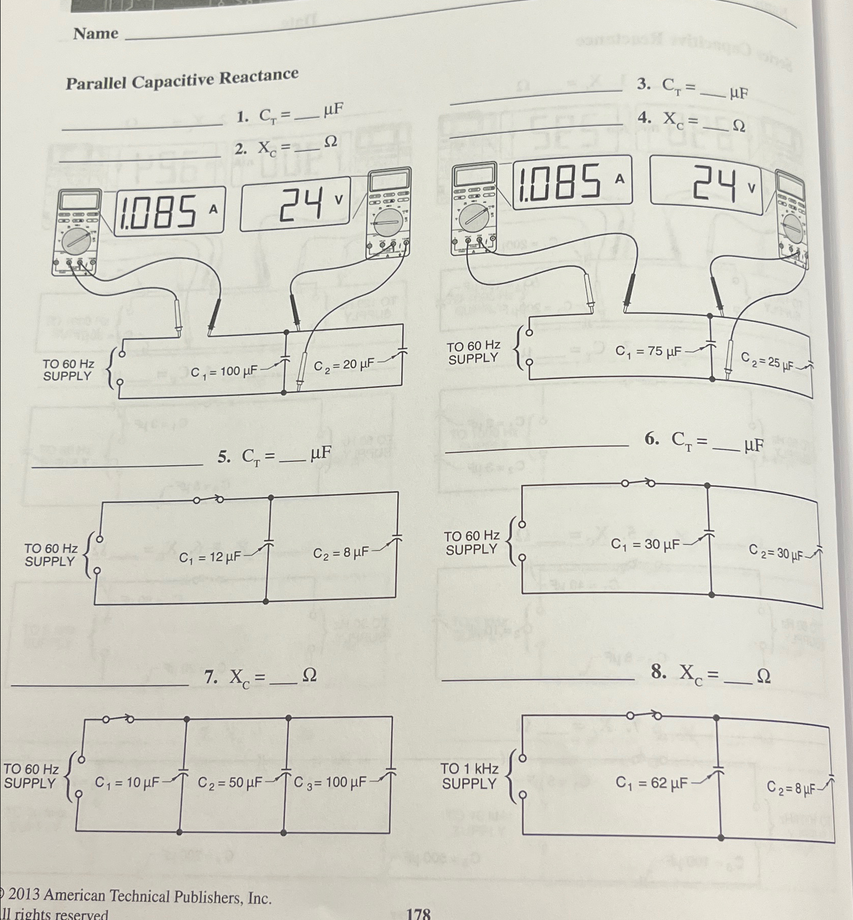 Solved NameParallel Capacitive | Chegg.com