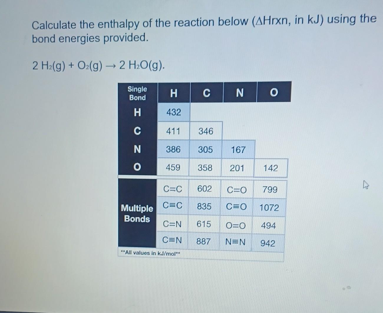 Solved Calculate the enthalpy of the reaction below ( ΔHrxn, | Chegg.com