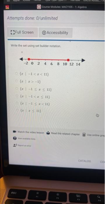 Solved Write the set using set builder notation. {x∣−1 | Chegg.com