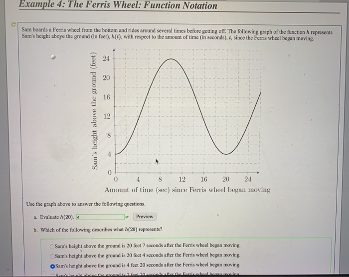 Solved Example 4: The Ferris Wheel: Function Notation Sam | Chegg.com