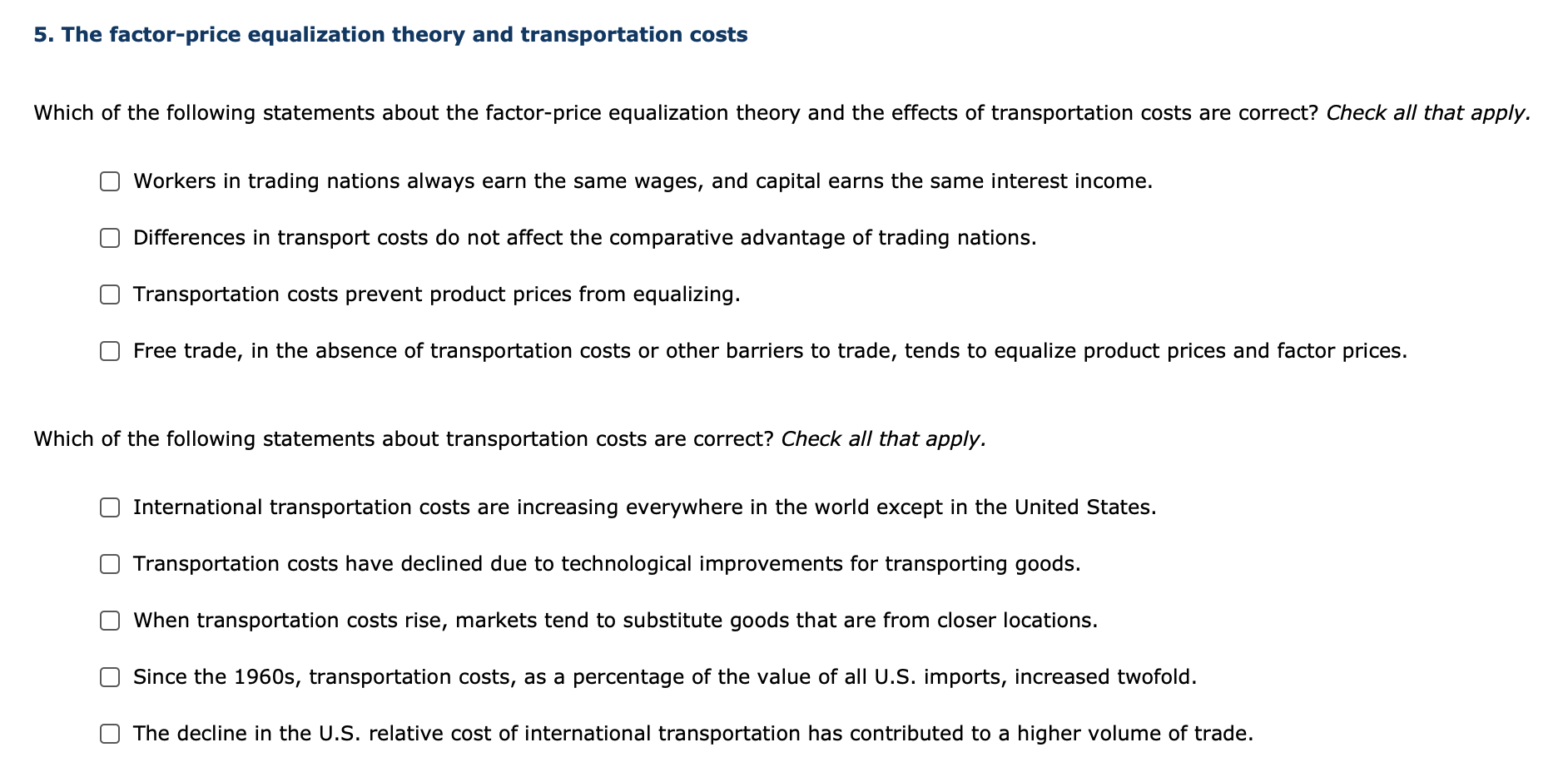 Solved The factor-price equalization theory and | Chegg.com