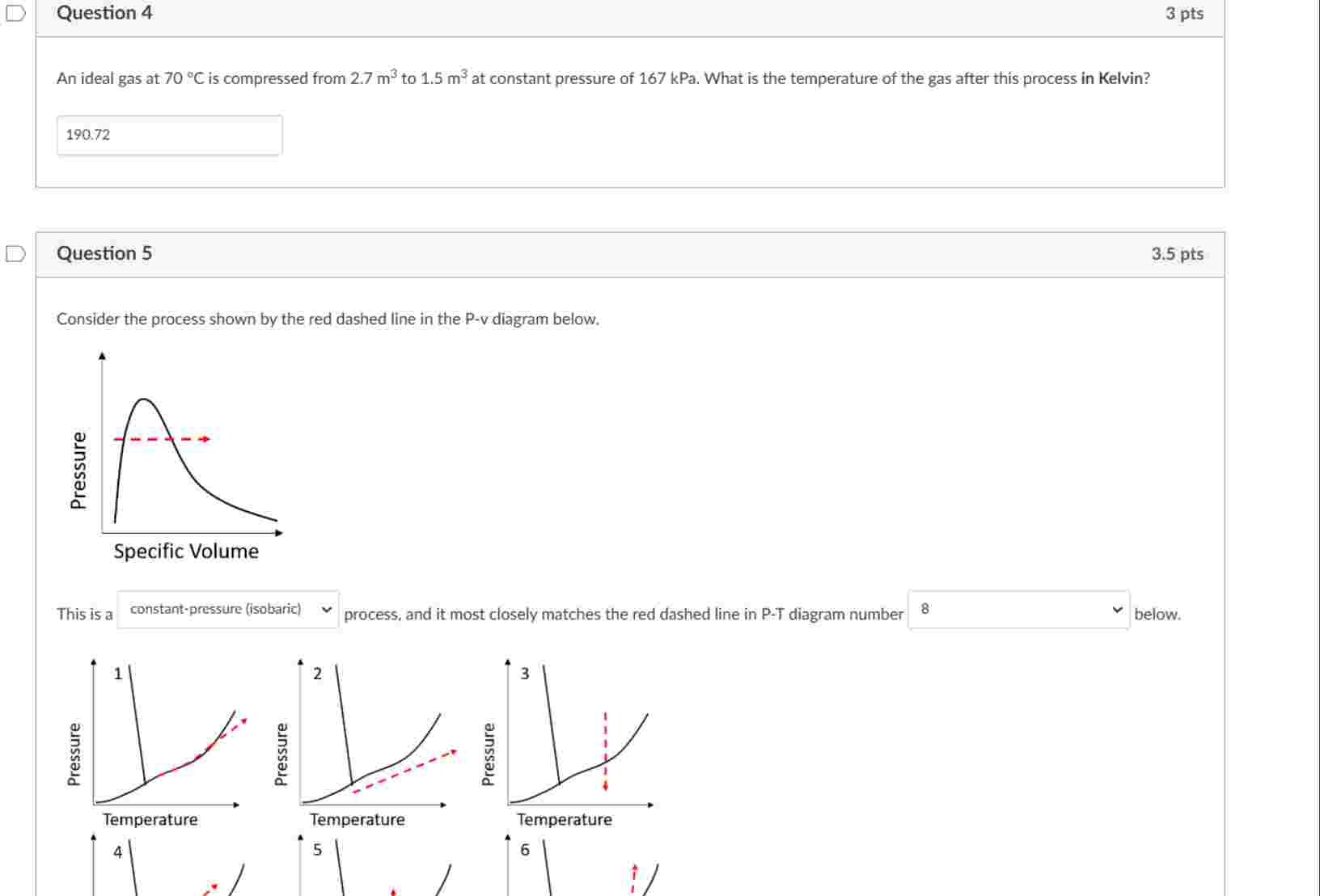 Solved Question 4An ideal gas at 70^(@)C is compressed from | Chegg.com