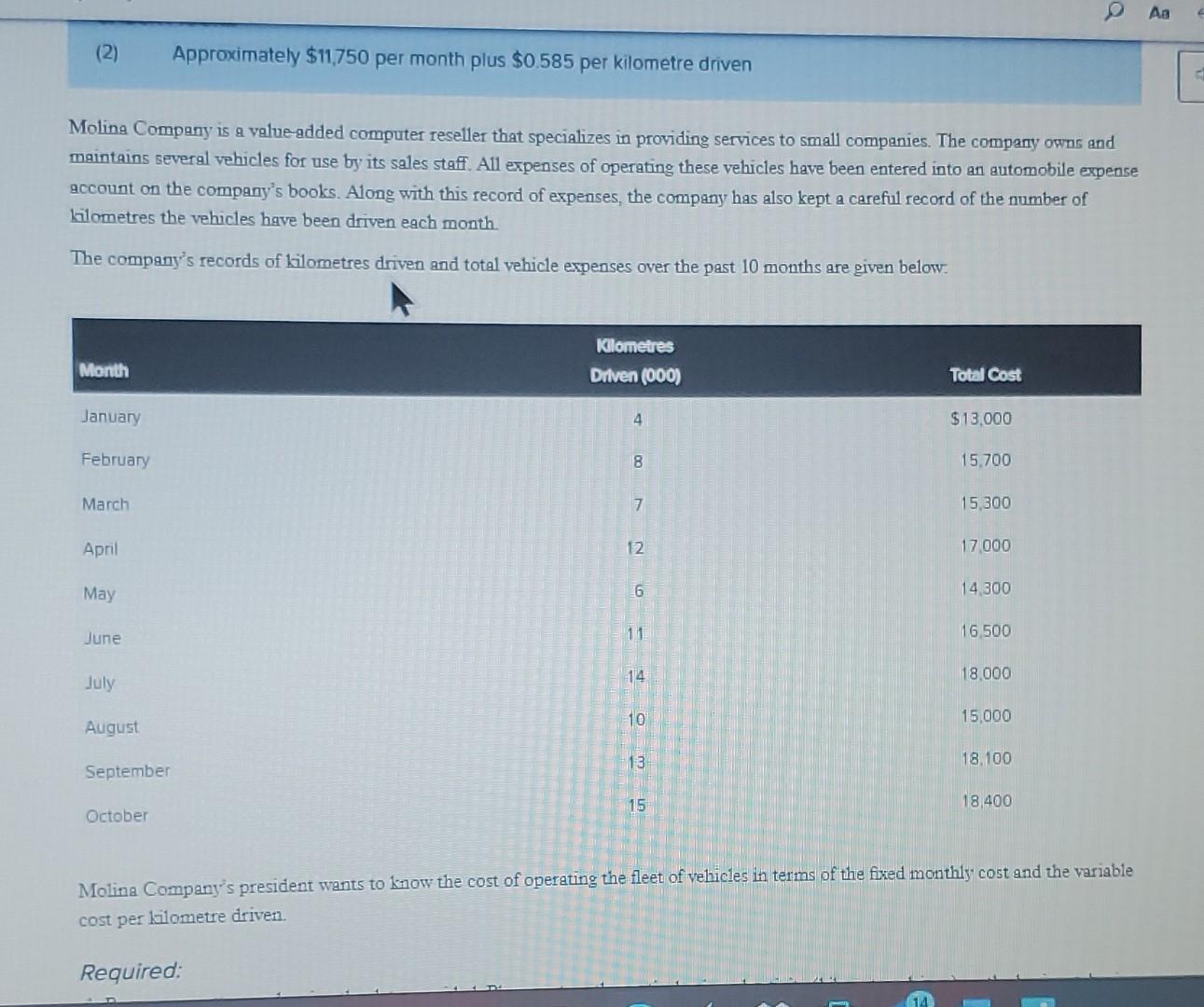 Solved prepare a scattergraph using the data provided. place | Chegg.com