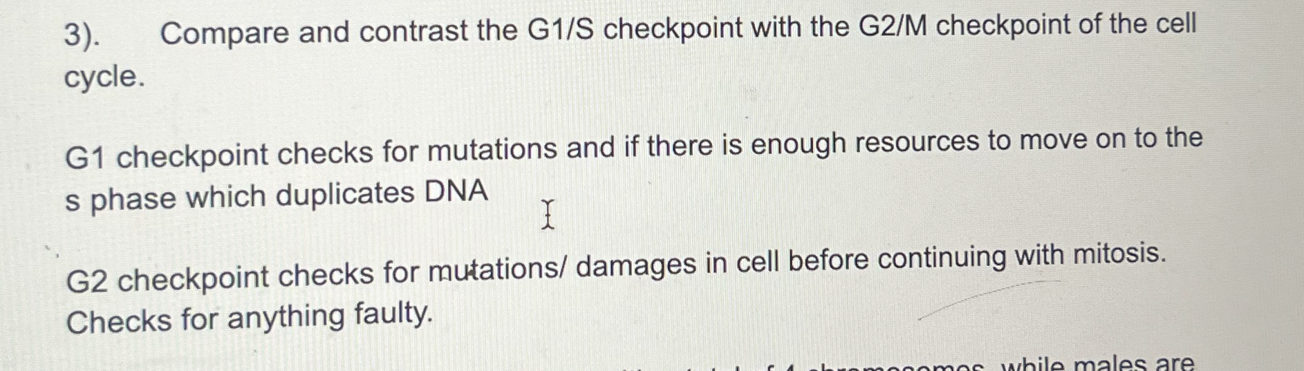 Solved . ﻿Compare and contrast the G1/S checkpoint with the | Chegg.com