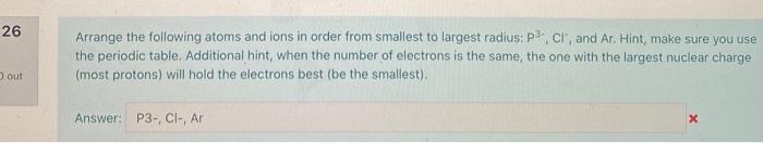 Solved on 15 Arrange the following atoms in order from | Chegg.com