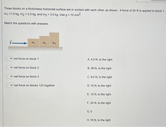 Solved Two blocks are pushed on a frictionless surface as | Chegg.com